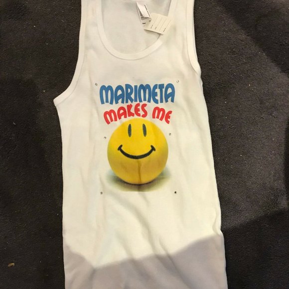 American Apparel | Shirts & Tops | Marimeta Camp Smiley Face Tank Top ...